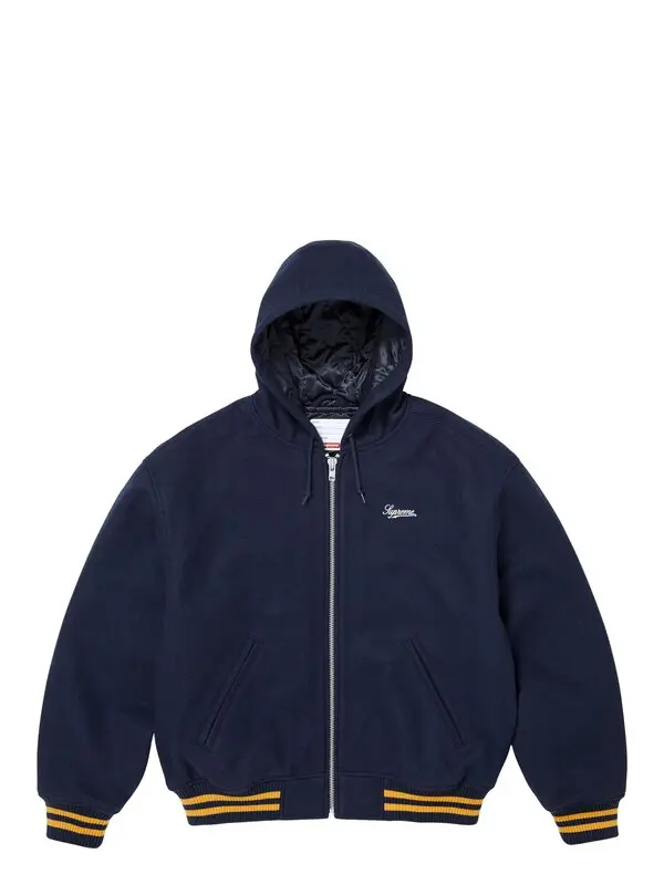 Supreme X Larry Clark Hooded Varsity Jacket 'navy - Blue