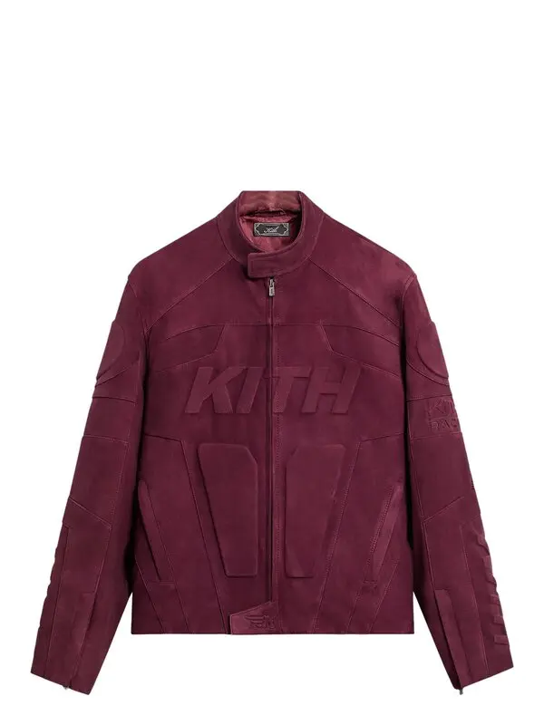 Kith Suede Wayne Moto Jacket 'magma - Red