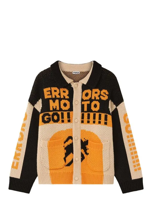 HOUSE OF ERRORS Thick Knit Moto Cardigan /orange - Black