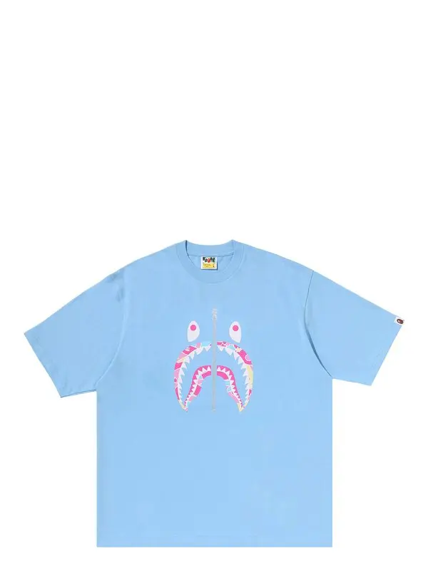A BATHING APE Sta Camo Shark Face Relaxed Fit Tee 'sax - Blue