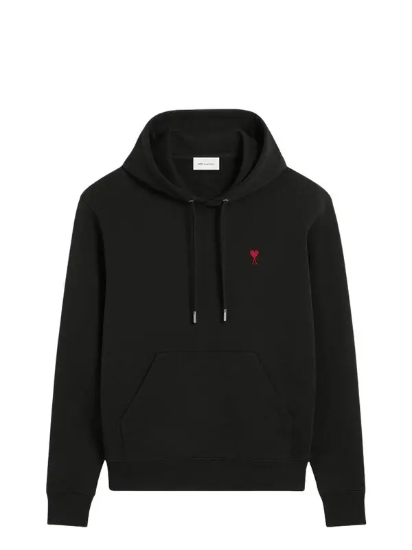 AMI Paris Quota Hoodie With Red De Coeur 'noir - Black
