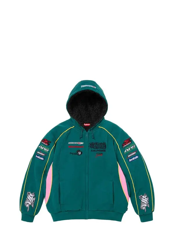 Supreme Racing Lined Zip Up Hooded Sweatshirt 'dark - Teal