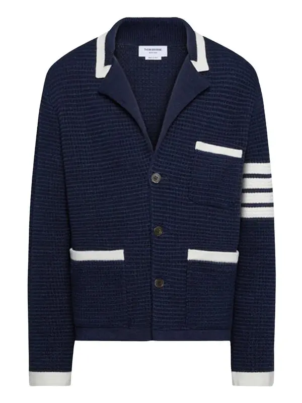 Thom Browne Bar Stripe Stitch Cardigan Jacket 'dark - Blue