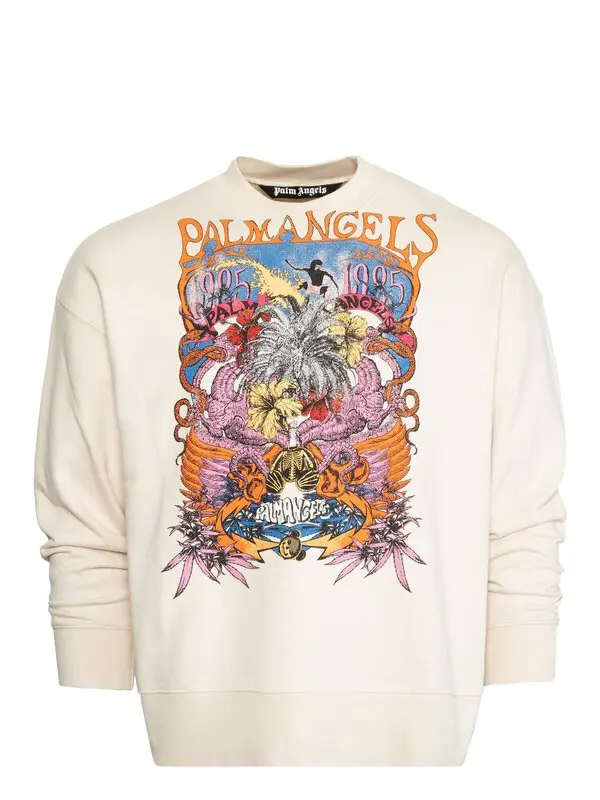 Palm Angels Palm Concert Print Crewneck 'butter/multicolor - Yellow