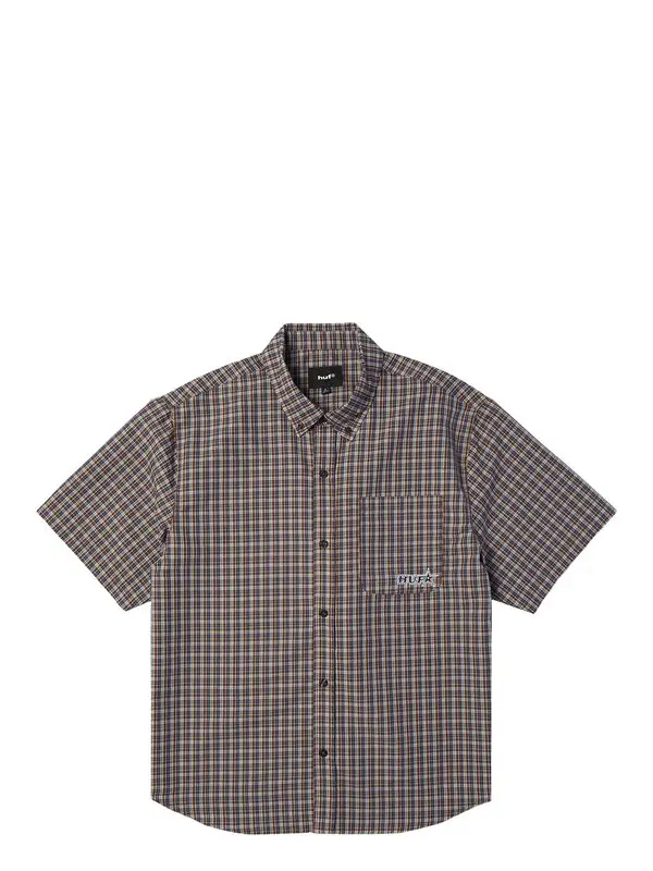 HUF Galaxy Plaid Short-sleeve Woven Top 'dark - Brown