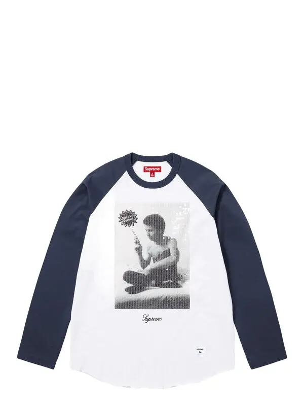 Supreme X Larry Clark Sequin Raglan Long-sleeve Top 'navy - Blue