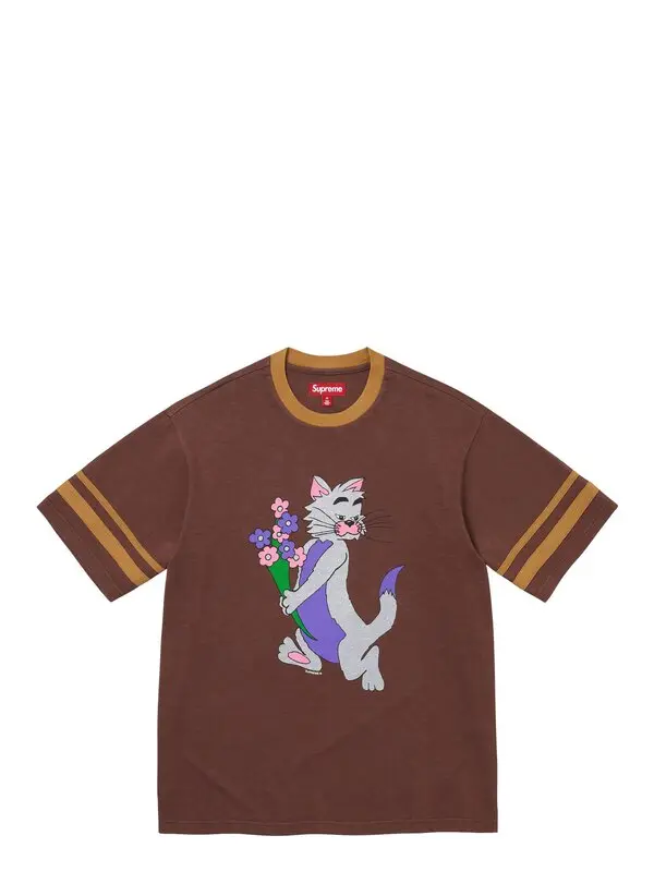 Supreme Glitter Cat Short-sleeve Top - Brown