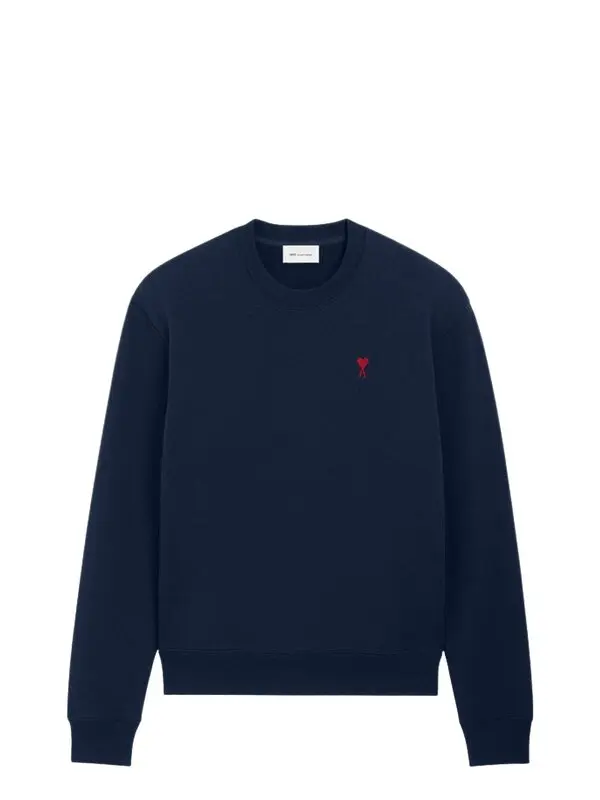 AMI Paris Quota Sweatshirt With Red De Coeur 'bleu Nuit - Blue