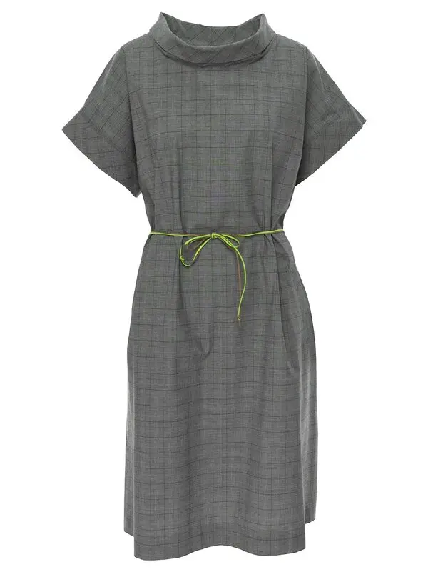 SILVIA SERBAN Oversized Checkered Dress - Grey