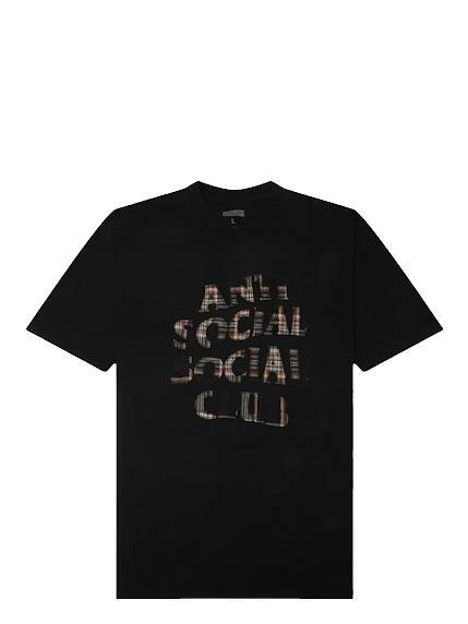 ANTI SOCIAL SOCIAL CLUB Plaid Applique Tee Shirt - Black