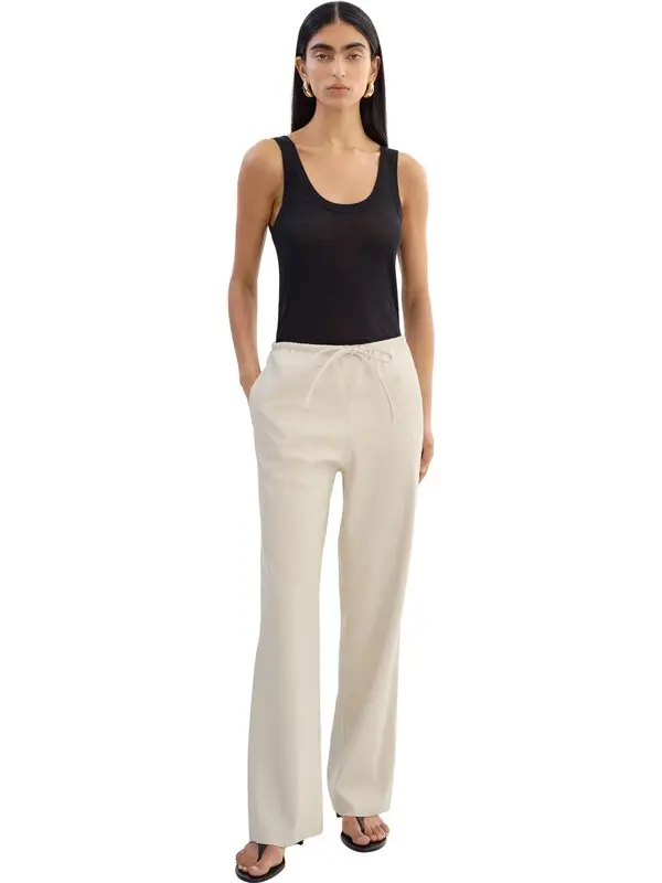 LAMARQUE Faith Faux Leather Relaxed Pants - Bone