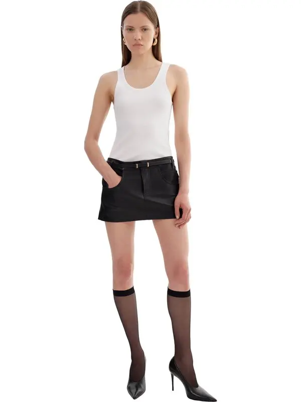 LAMARQUE Amara Leather Mini Skirt - Black
