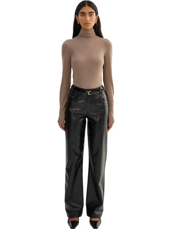 LAMARQUE Freja Faux Leather Croco Pants - Black