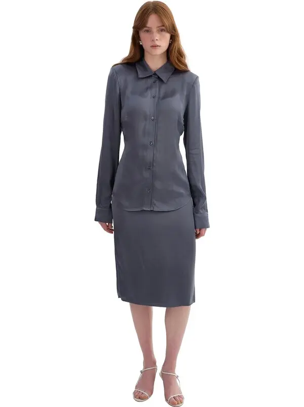 LAMARQUE Mika Satin Skirt - Graphite