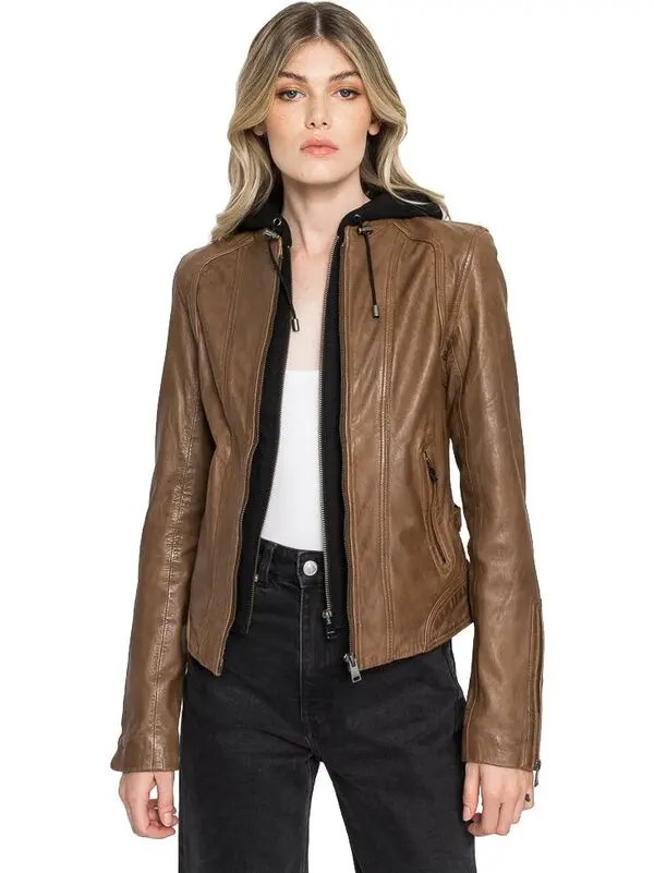 LAMARQUE Arlette Leather Biker Jacket - Rawhide