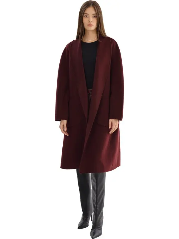 LAMARQUE Thara Shawl Collar Wool Coat - Black