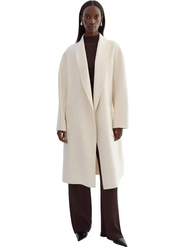 LAMARQUE Thara Shawl Collar Wool Coat - Black