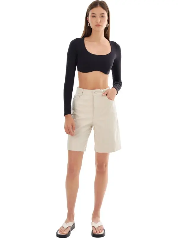 LAMARQUE Arae Faux Leather Shorts - Bone