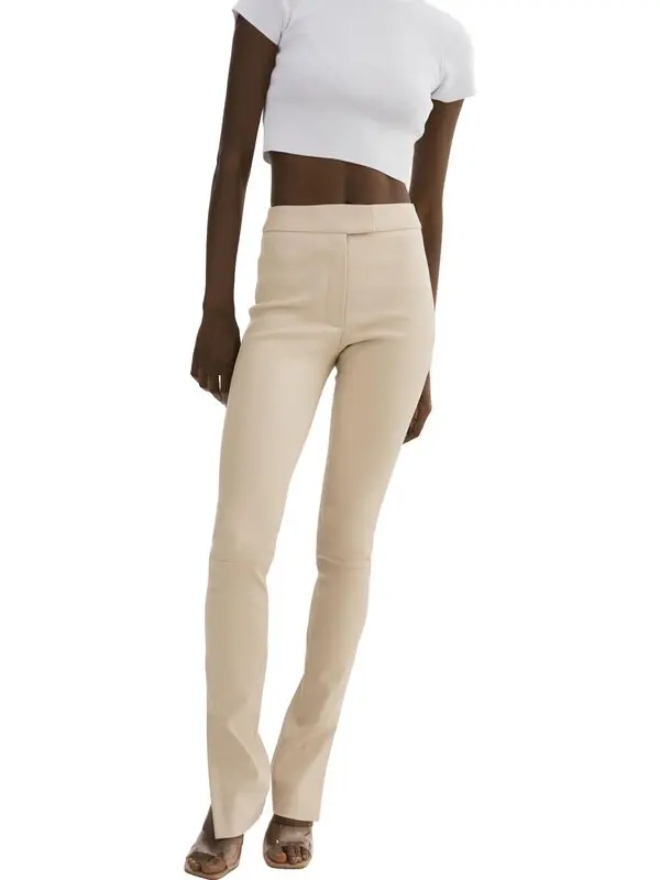 LAMARQUE Dawn Stretch Leather Pants - Bone