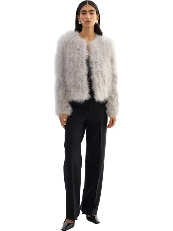 LAMARQUE Deora Feather Jacket - Light Grey