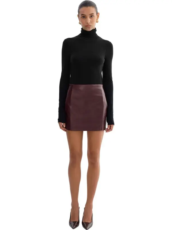 LAMARQUE Diana Leather Hourglass Mini Skirt - Vamp