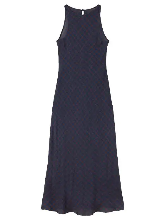 Mango Mimmi Check Print Midi Dress - Blue
