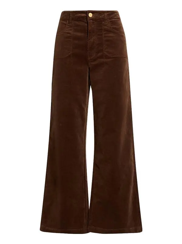 Paige Anessa Corduroy High Waist Ankle Wide Leg Jeans - Hickory