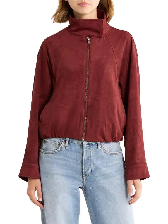 KITTENISH Faux Suede Bomber Jacket - Bardot