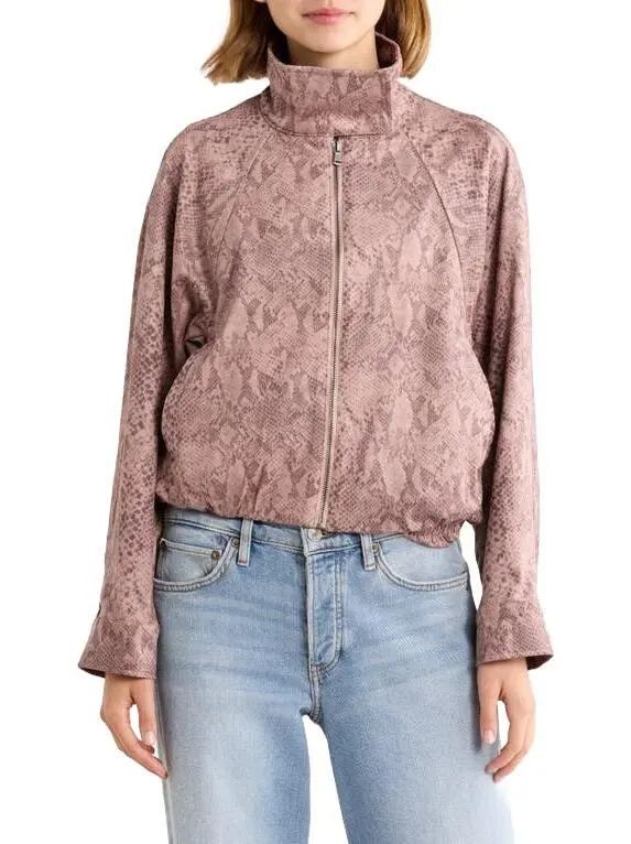 KITTENISH Faux Suede Bomber Jacket - Dusty Snake