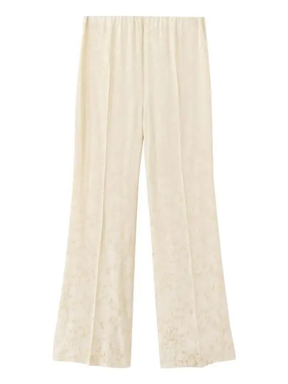 Mango Lenny Jacquard Straight Leg Pants - Ecru