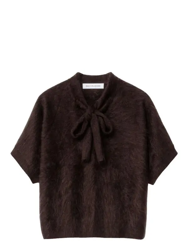 Iris Von Arnim Brushed Cashmere Top - Chocolate