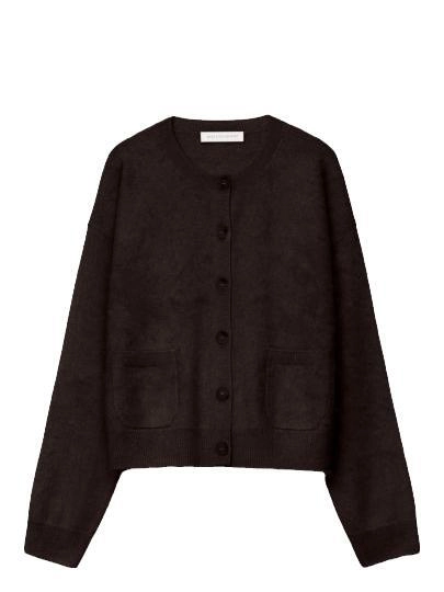 Iris Von Arnim Brushed Cashmere Cardigan - Chocolate