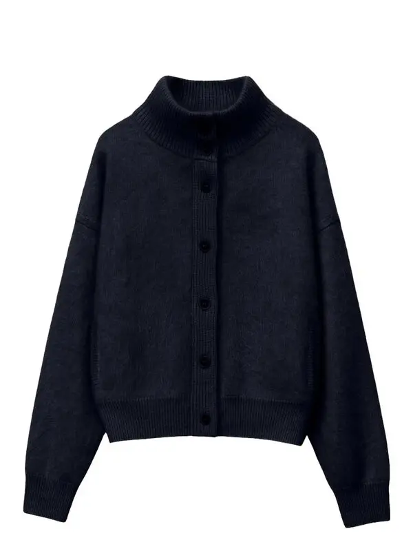 Iris Von Arnim Brushed Cashmere Cardigan - Navy