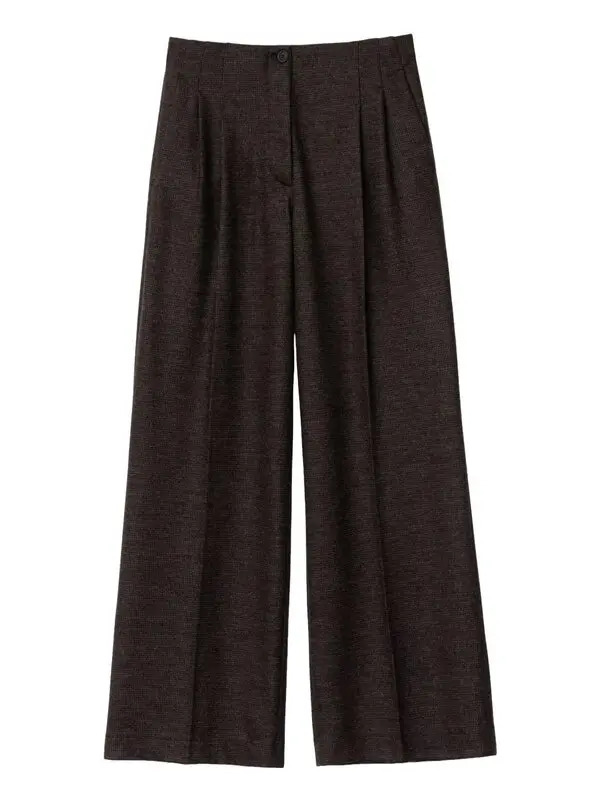 Iris Von Arnim Pleated Trousers - Black/chocolate