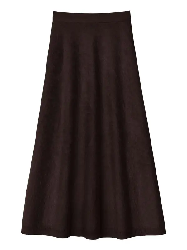 Iris Von Arnim Brushed Cashmere Skirt - Chocolate