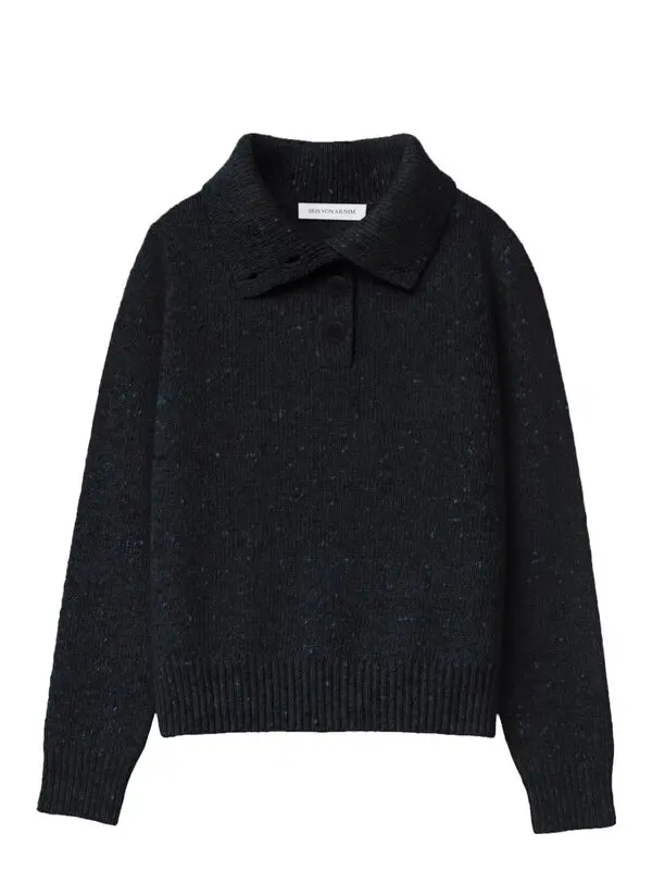Iris Von Arnim Wool-cashmere Half-zip Sweater - Navy