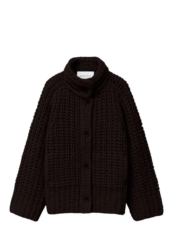 Iris Von Arnim Handknit Jacket - Chocolate