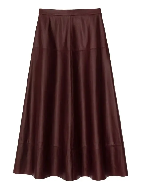 Iris Von Arnim Leather Skirt - Burgundy