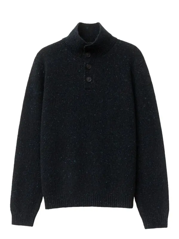 Iris Von Arnim Wool-cashmere Half-zip Sweater - Navy
