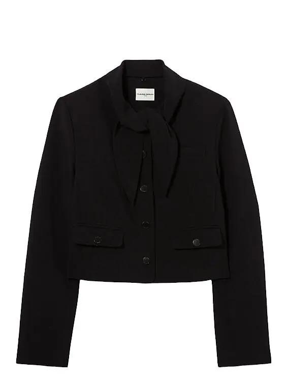 Claudie Pierlot Detachable-scarf Crepe Jacket - Black