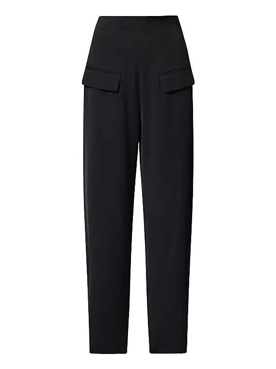 Oddmuse Waisted Wide-leg Woven Trousers - Black