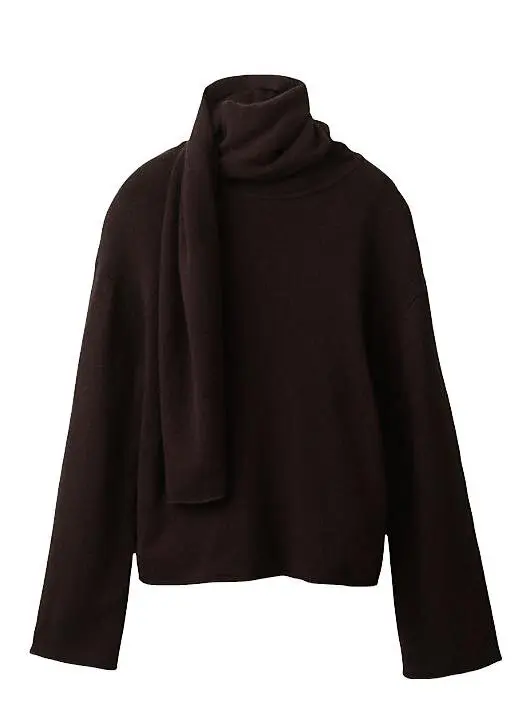 THE WHITE COMPANY Oversized Scarf-neck Wool-blend Jumper - Dark Choc