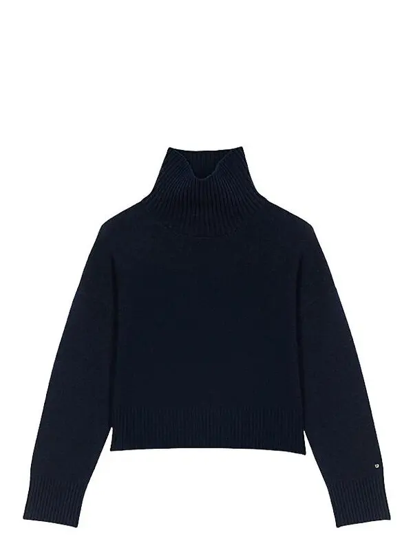 Maje High-neck Relaxed-fit Cashmere-blend Jumper - Navy