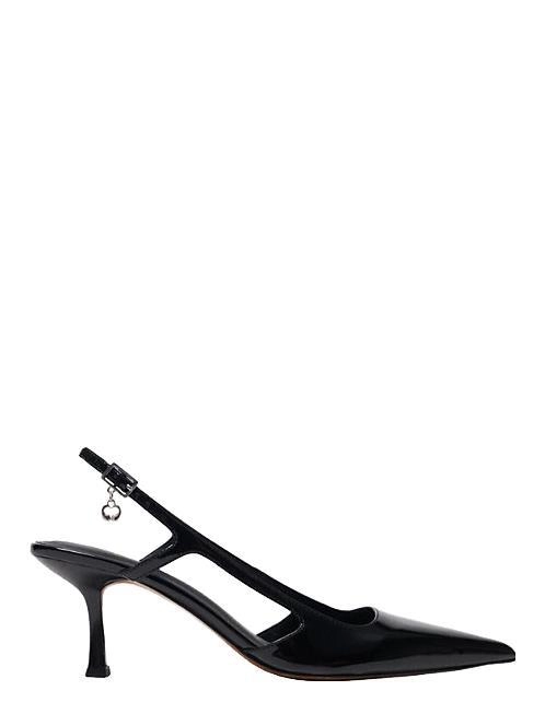 Maje Heeled Patent-leather Sling-back Pumps - Black