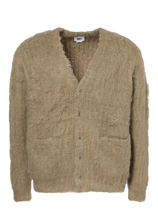 Obey Patron Brushed Woven Cardigan - Tea Leaf