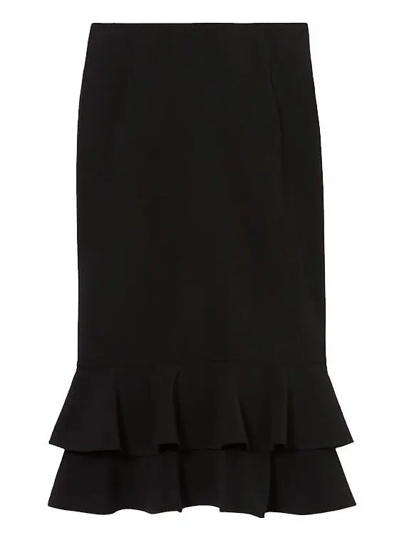 Claudie Pierlot Ruffled-trim Crepe Midi Skirt - Black