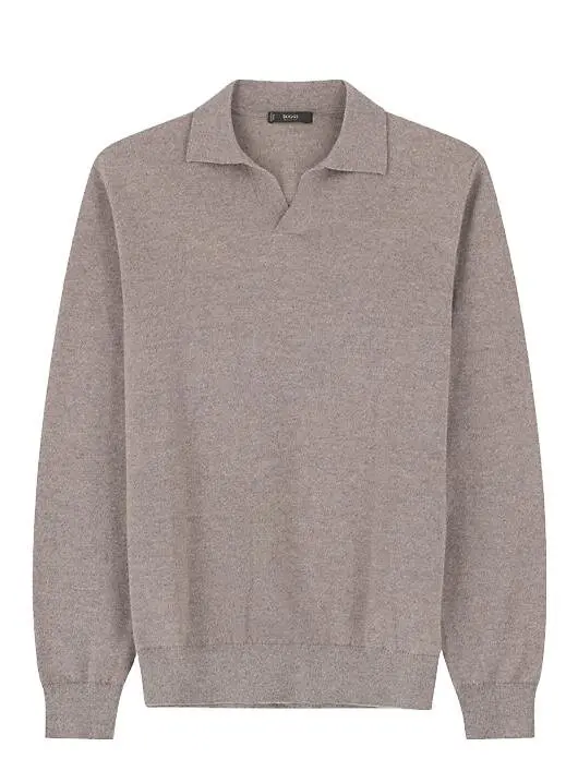 Boggi Milano Open-collar Knitted Polo Shirt Xxl - Sand