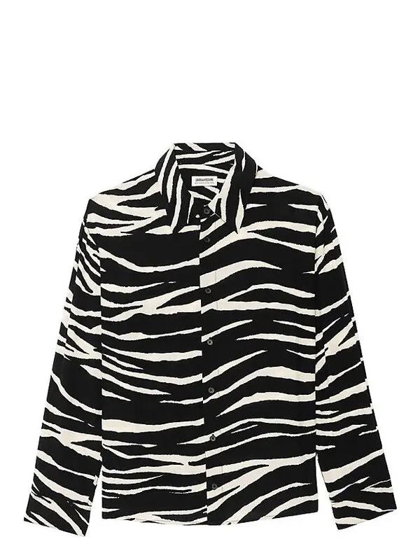 Zadig&Voltaire Tyrica Zebra-print Long-sleeve Satin Shirt - Black