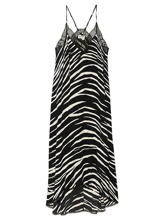 Zadig&Voltaire Risty Lace-trim Woven Midi Dress - Black