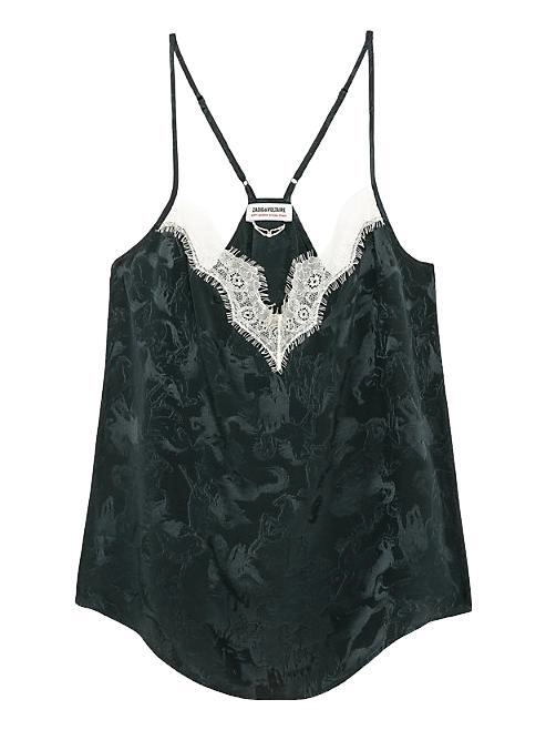 Zadig&Voltaire Cespa V-neck Jacquard-print Silk Cami - Gloom